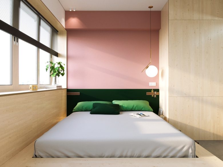 Idee di rosa antico per le pareti della camera da letto